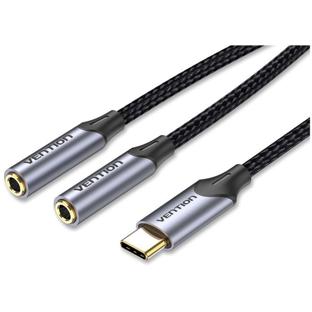 Переходник usb type-c - jack 3,5mm Vention 0.3 м серебристый