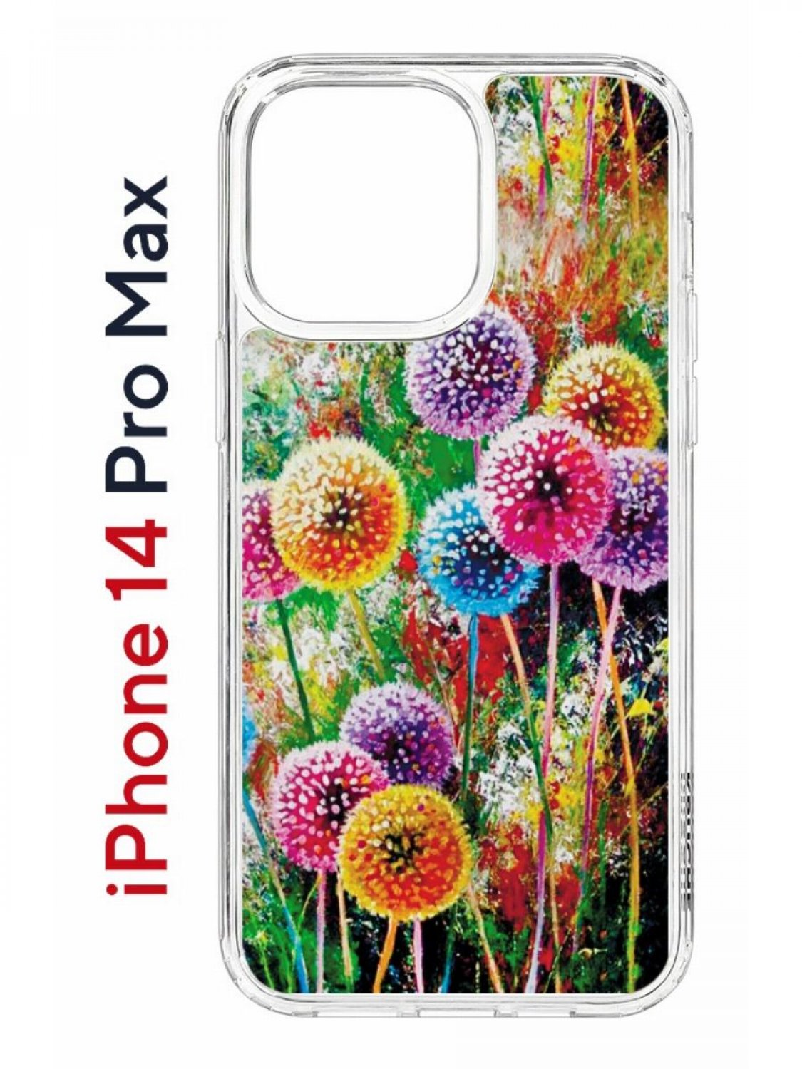 Чехол на iPhone 14 Pro Max с принтом Kruche Print Одуванчики, бампер с защитой камеры