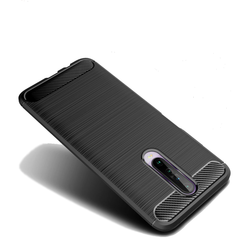 Чехол силиконовый для Xiaomi Redmi K30 Carbon series черный