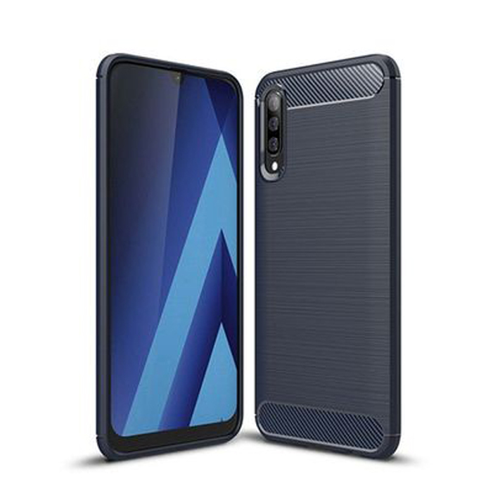 Чехол силиконовый для Samsung Galaxy A50 2019 (SM-A505F) Carbon series синий