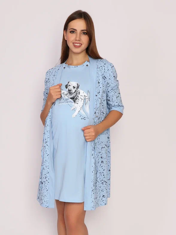 Комплект домашний для беременных женский Fashion Margo КЖ0237 голубой 44 RU
