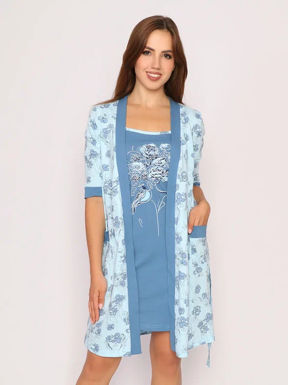 Комплект домашний женский Fashion Margo КЖ0235 голубой 56 RU