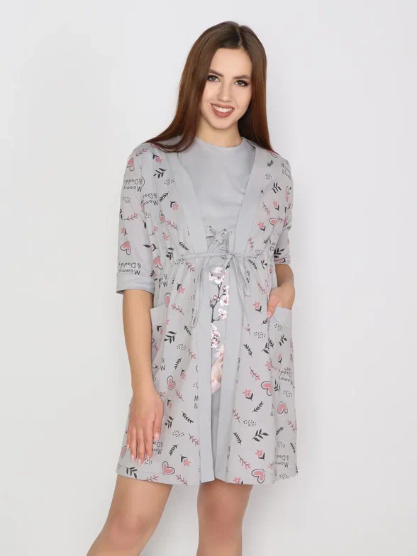 Комплект домашний для беременных женский Fashion Margo КЖ0224 серый 54 RU