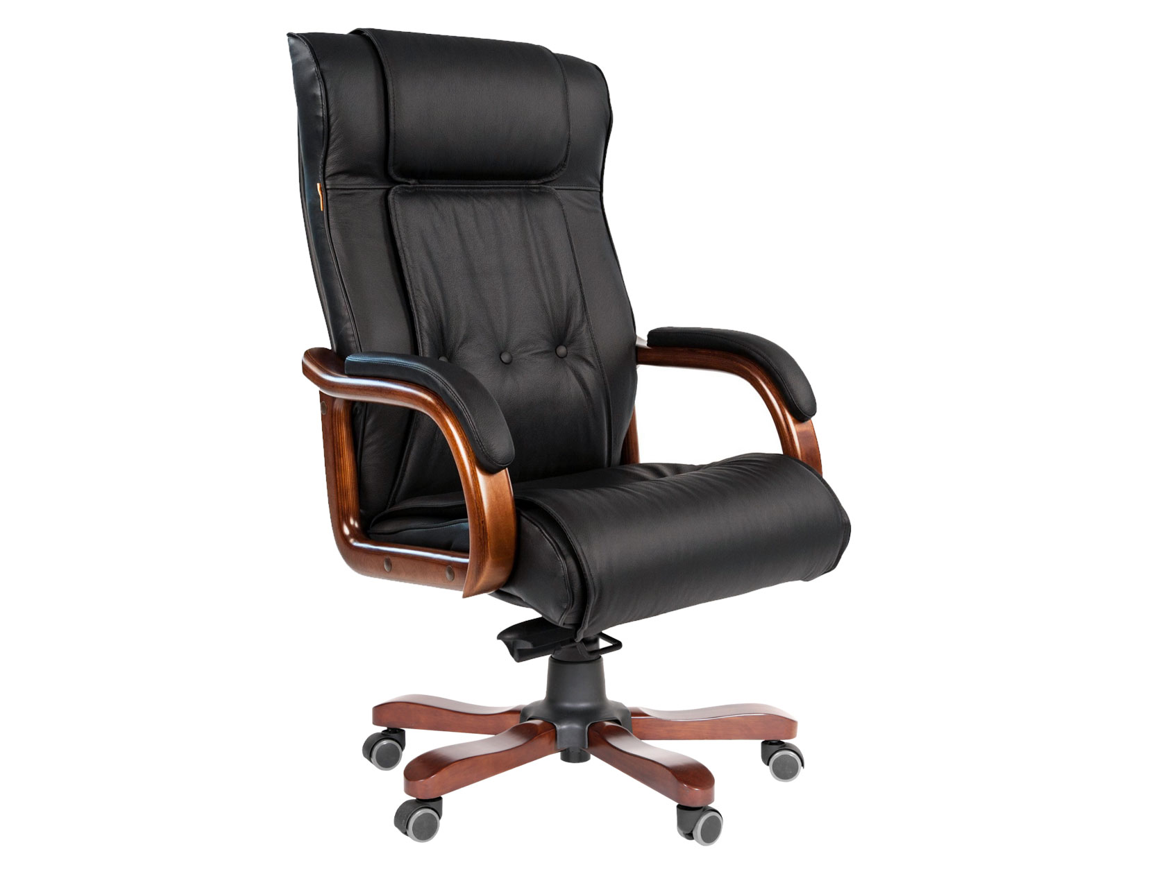 Кресло руководителя ТАЙПИТ-МК CHAIRMAN 653 кожа Черный, кожа / Коричневый, дерево
