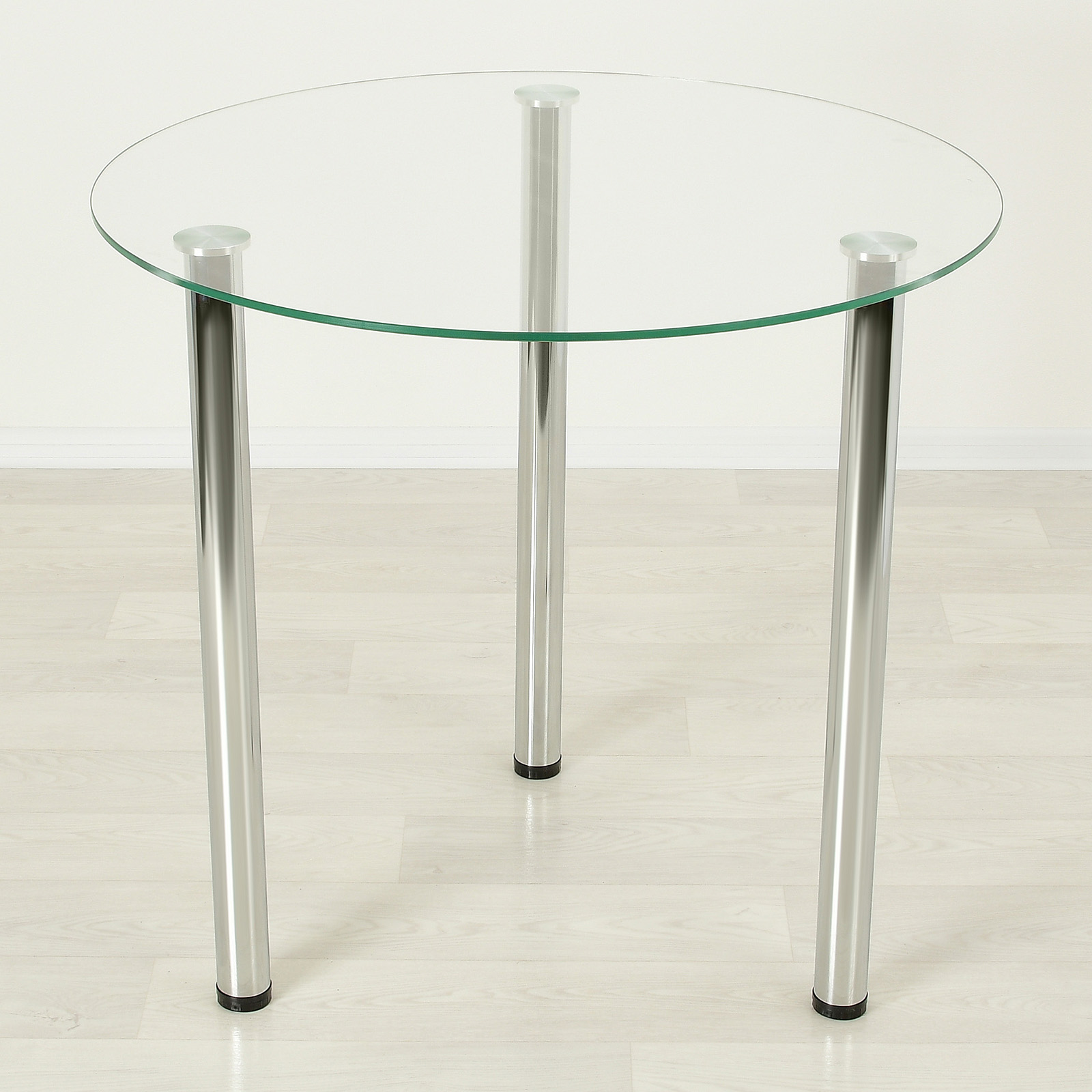 Стеклянный стол Mebel Apartment Эдель 18-3 прозрачный/хром D80