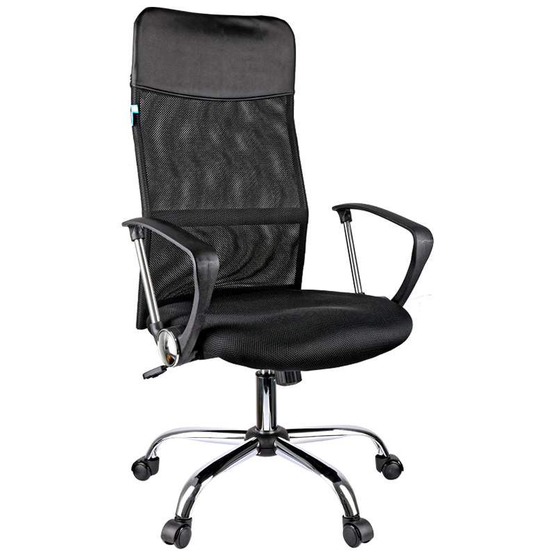 Кресло руководителя Helmi HL-E16 Content, ткань/сетка/экокожа черная, хром (арт. 274814)