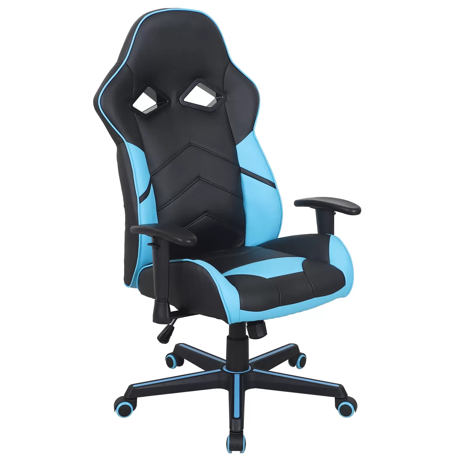 Кресло компьютерное BRABIX Storm GM-006 экокожа, черное/голубое (532501)