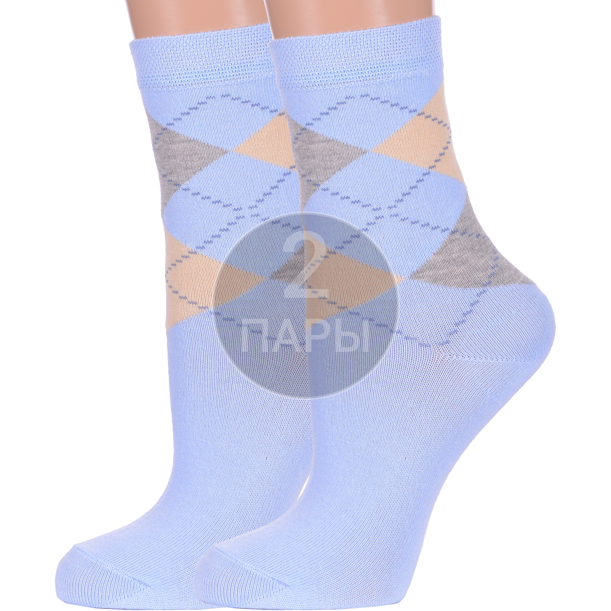 Комплект носков женских Para Socks 2-L1D17 голубых 23, 2 пары