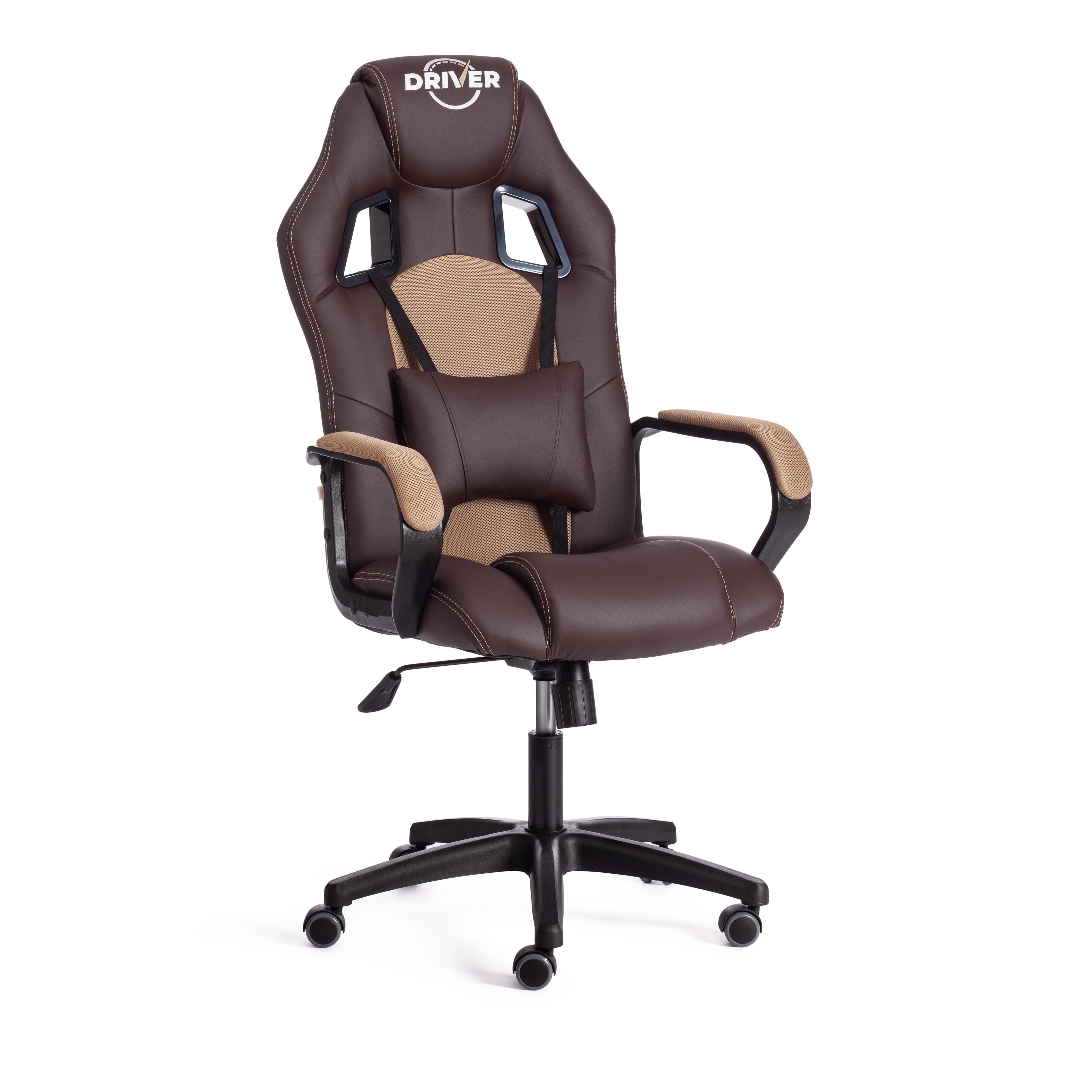 Кресло игровое компьютерное геймерское для пк Tetchair DRIVER коричневый кож/зам/ткань