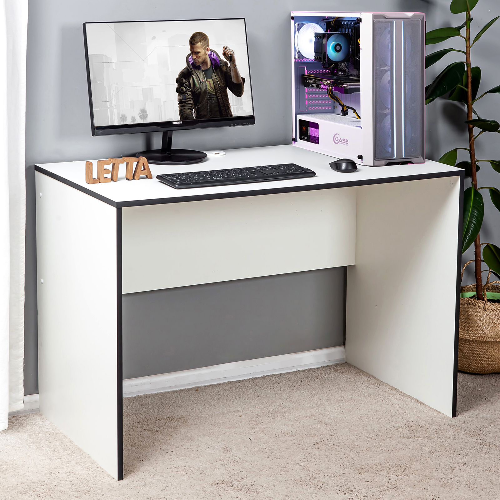 Компьютерный стол (для геймеров) LETTA, Orion белый/черная кромка