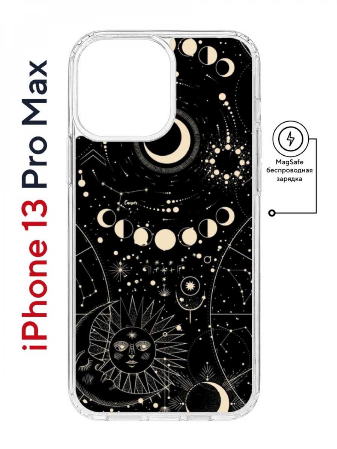 Чехол на iPhone 13 Pro Max MagSafe с принтом Kruche Print Space противоударный с магнитом