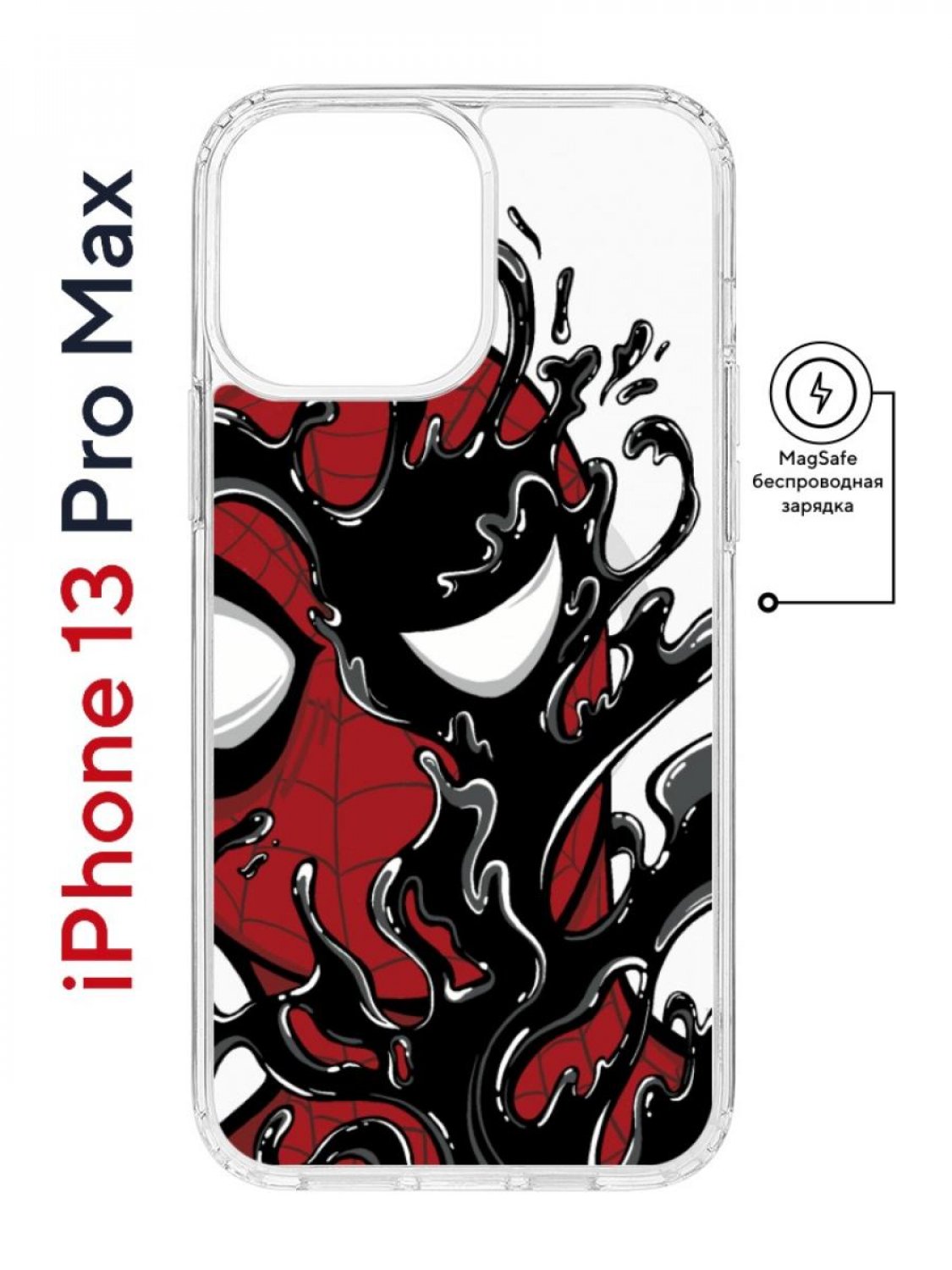 Чехол на iPhone 13 Pro Max MagSafe Kruche Print Spider-Man-Venom противоударный с магнитом
