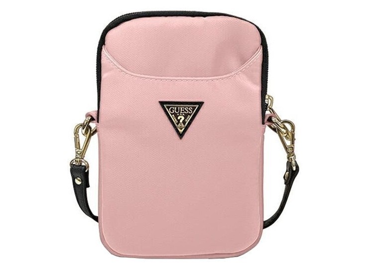 Сумка CG Mobile Guess Nylon Phone bag with Triangle metal logo для телефонов до 8, Розовый