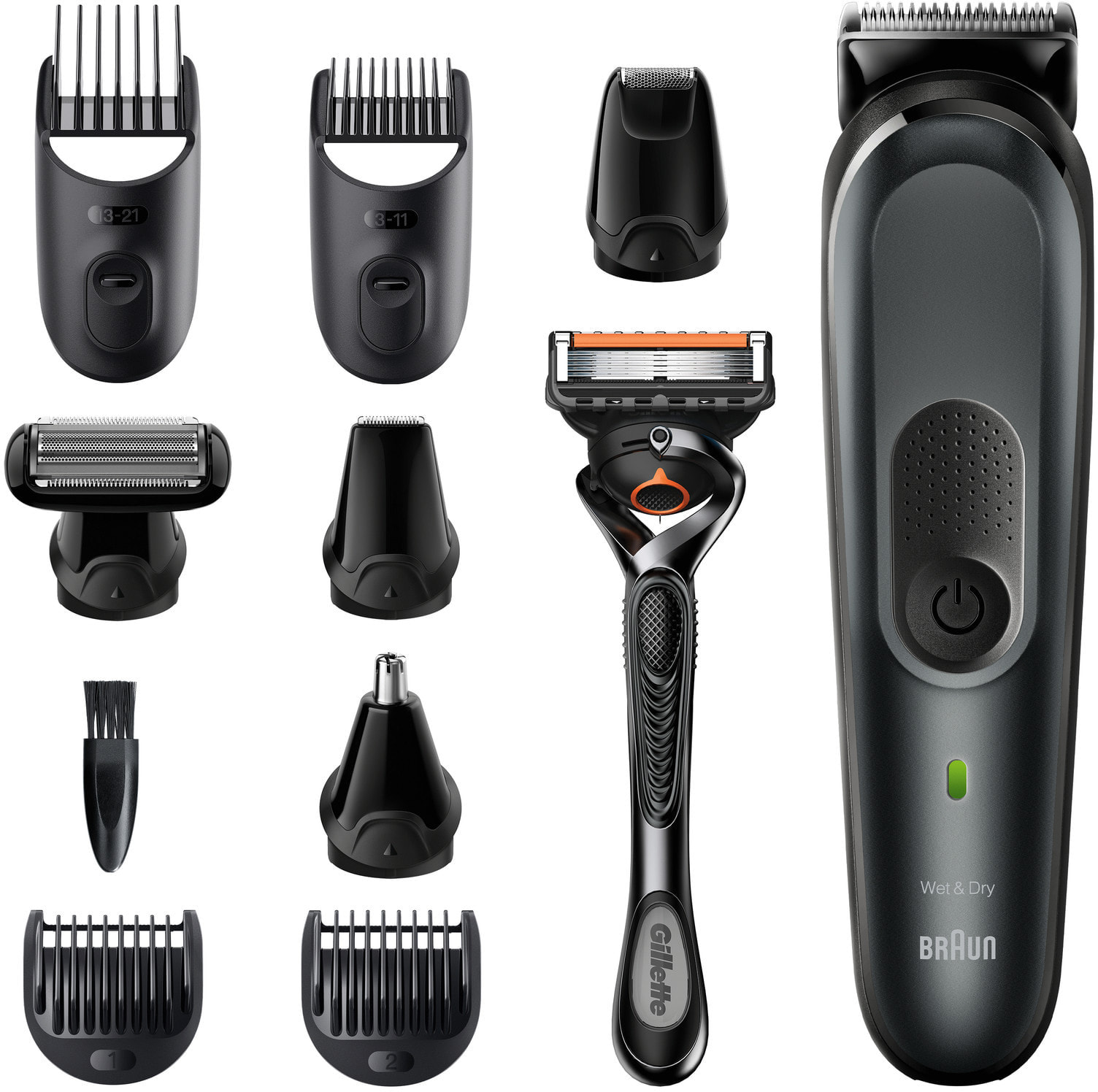 Триммер Braun MGK7321 + Бритва Gillette Fusion ProGlide серый, черный