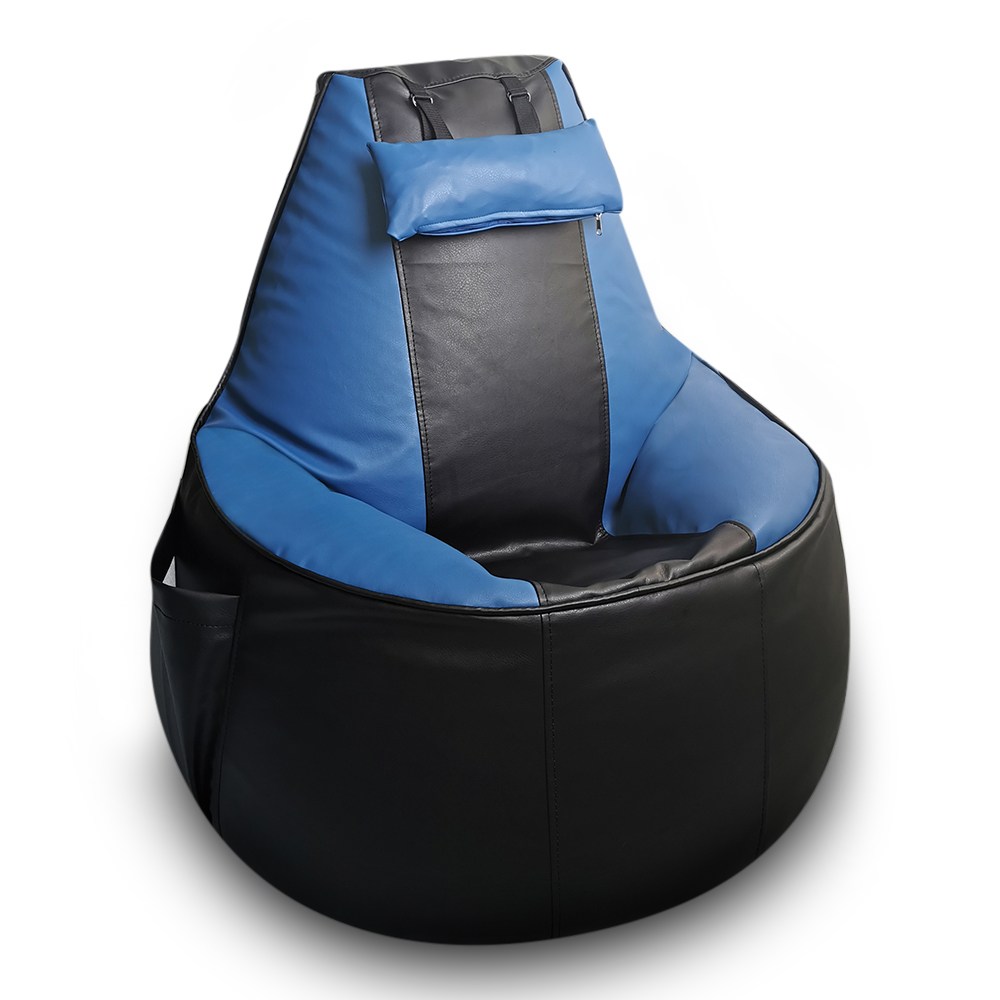 Кресло-мешок геймер, XXXXL, экокожа, черно-синее
