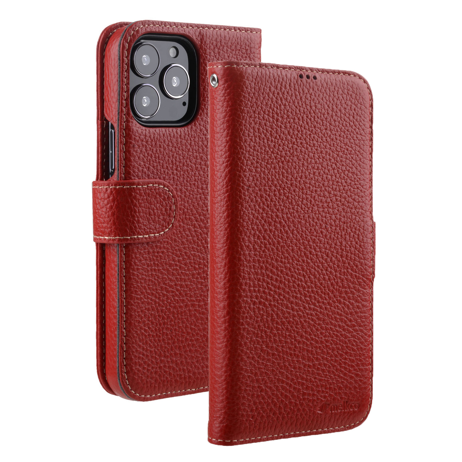 Кожаный чехол книжка Melkco для Apple iPhone 14 Pro (6.1") - Wallet Book Type, красный