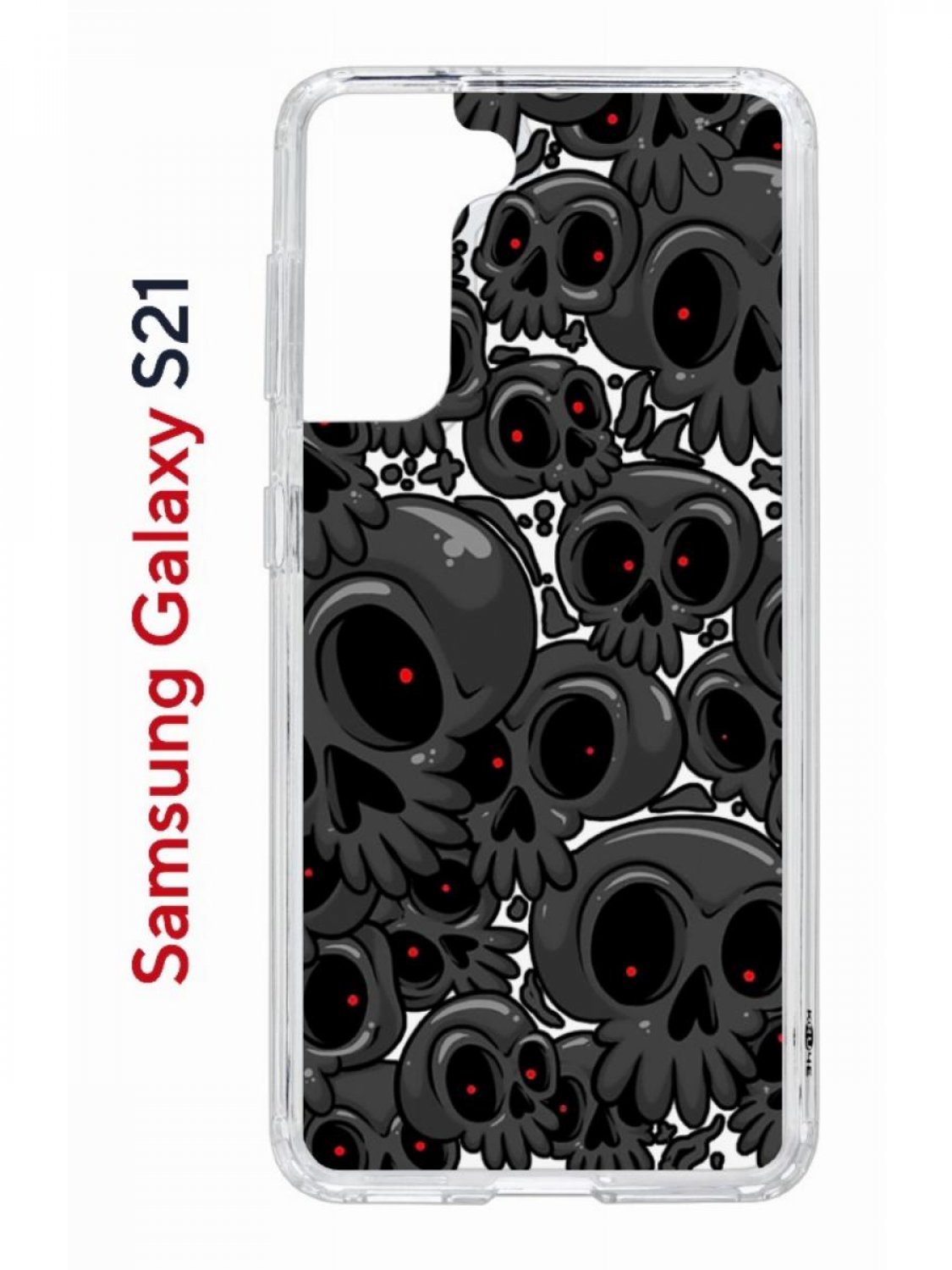 Чехол на Samsung S21 Kruche Print Skull gray,противоударный бампер,с защитой камеры