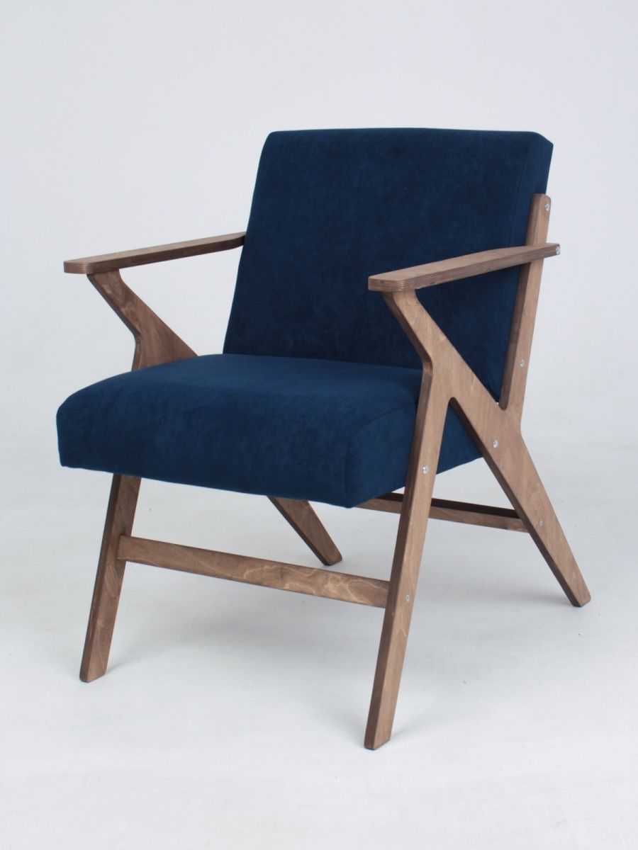 Кресло для отдыха Axioma.woodshop Винтаж 2, дуб/синий