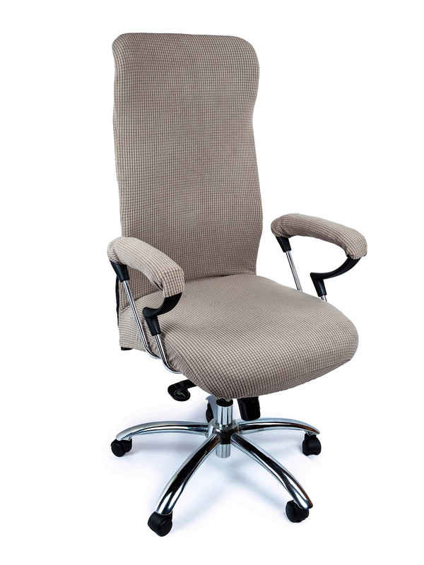Чехол на стул, компьютерное кресло Crocus-Life B3-DarkGray, размер M, цвет: темно-бежевый