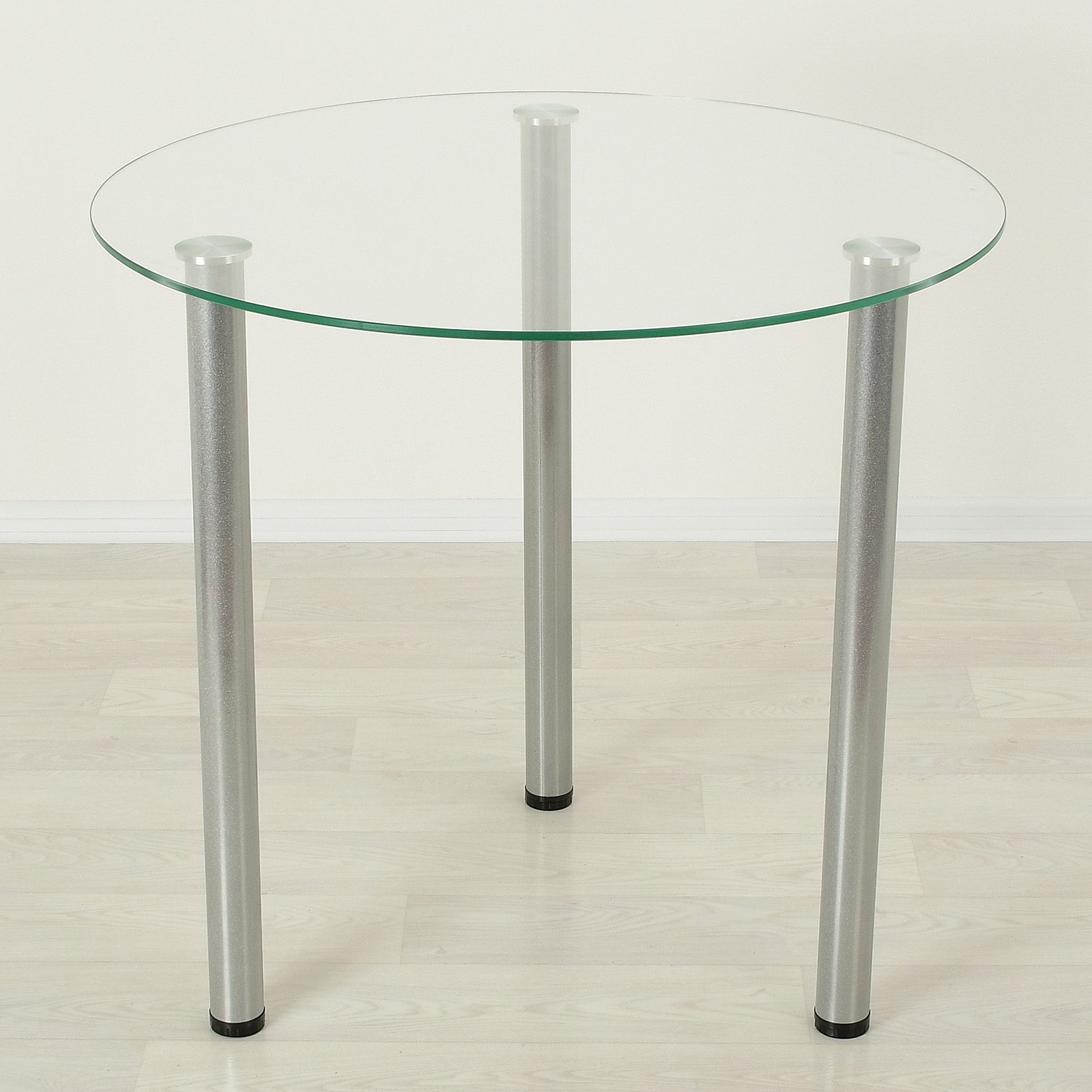 Стеклянный стол Mebel Apartment Эдель 18-3 прозрачный/металлик D80