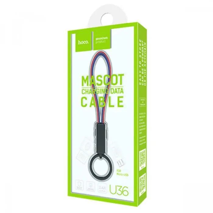 Дата-кабель Hoco U36 USB To Micro-USB, 13см сине-красный