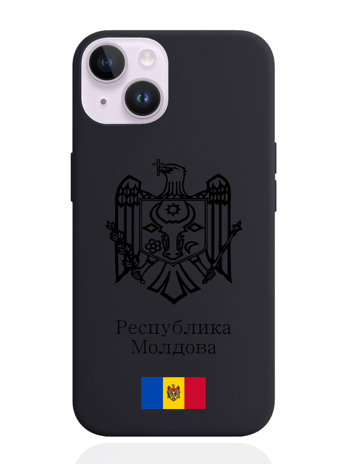 Чехол SignumCase для iPhone 14 Черный лаковый Герб Молдавии черный