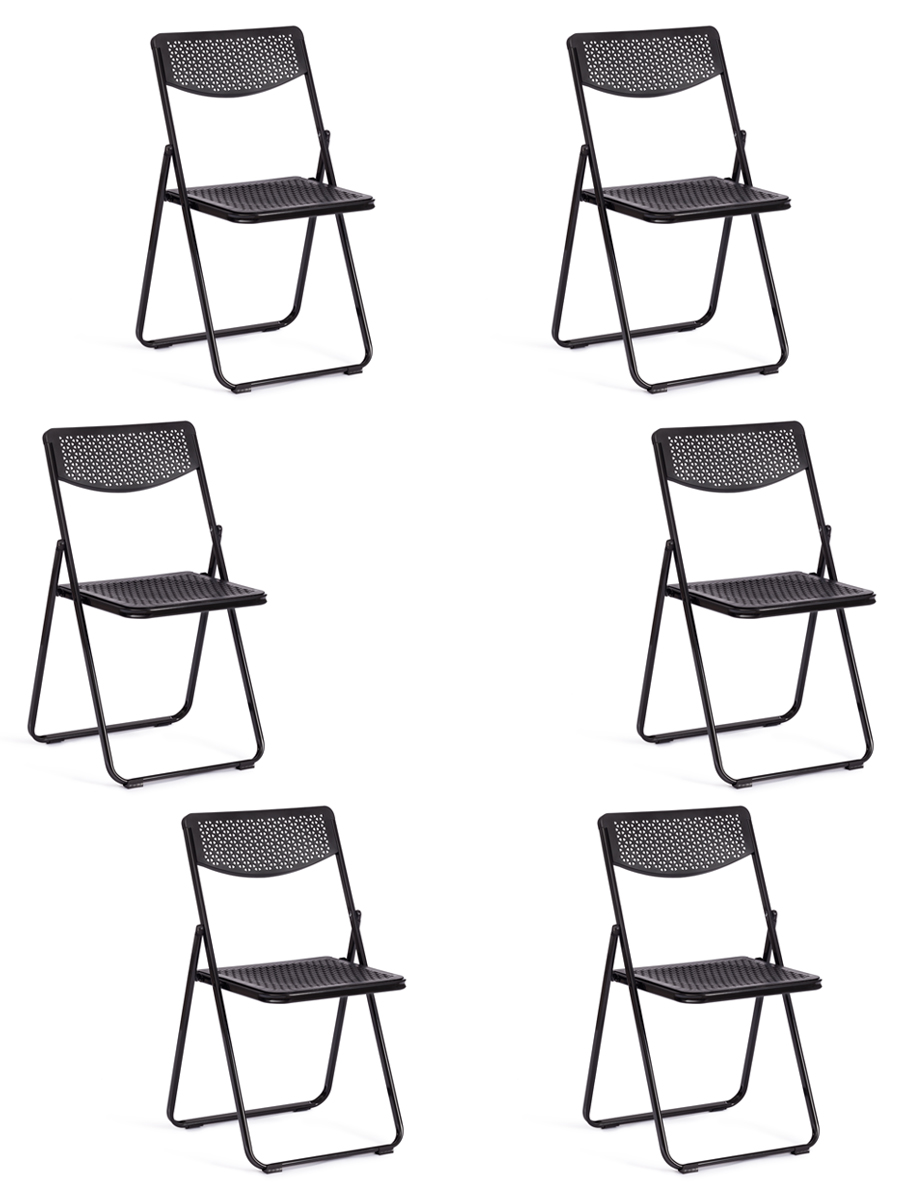 Комплект стульев TetChair FOLDER , складной, пластик, черный, 6 шт.