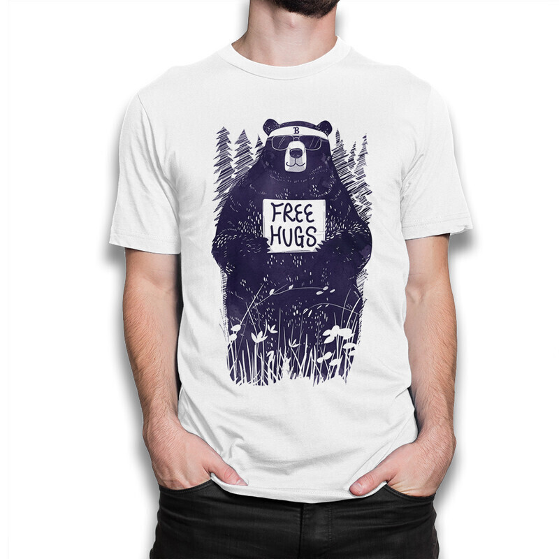 Футболка мужская Dream Shirts Медведь - Free Hugs 1000172-2 белая 3XL
