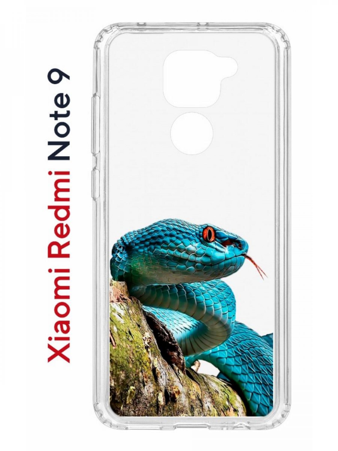 Чехол на Redmi Note 9 с принтом Kruche Print Змея,противоударный бампер,с защитой камеры