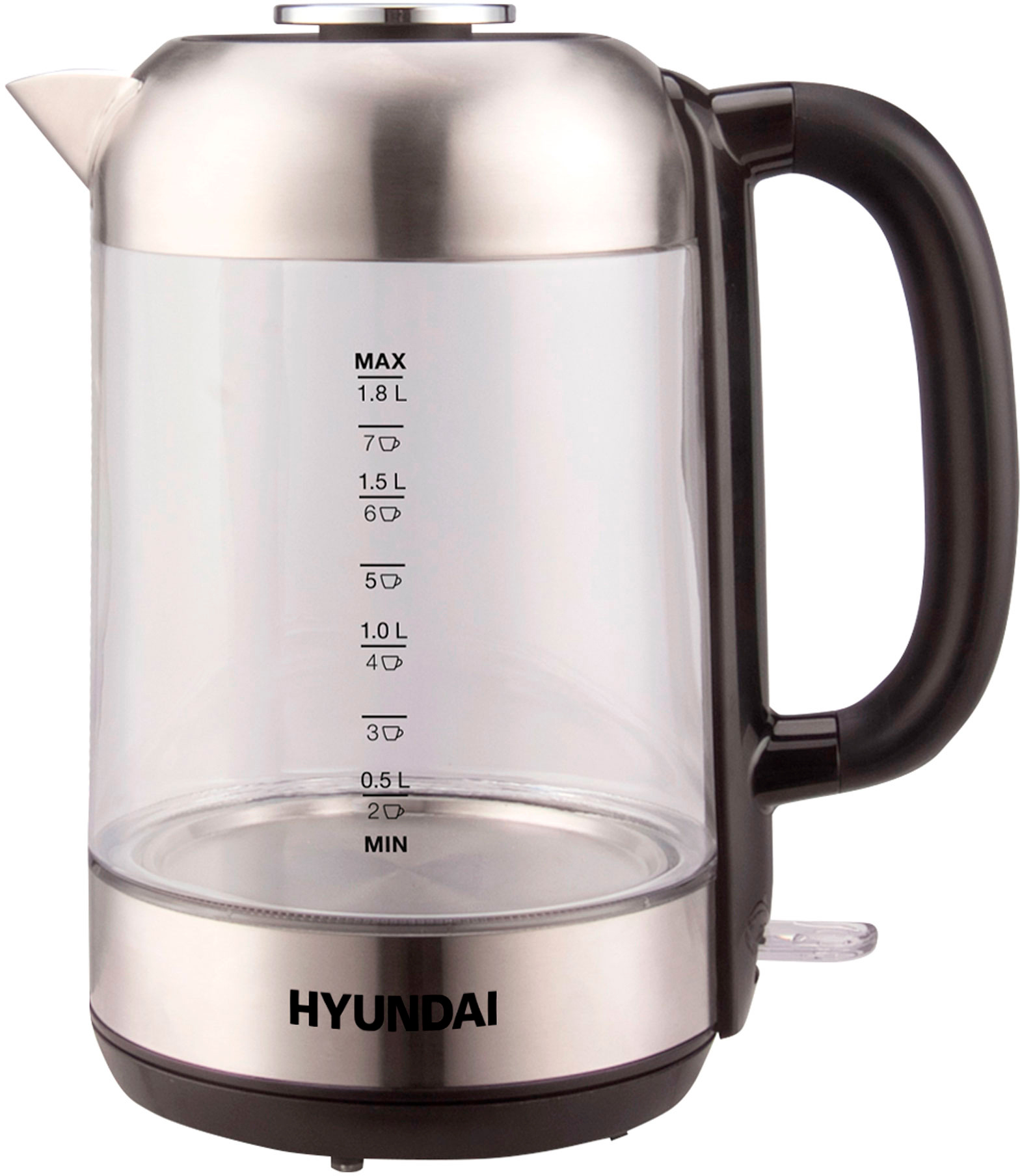 Чайник Hyundai HYK-G4034 2200 Вт, черный-прозрачный, стекло, 1,8 л