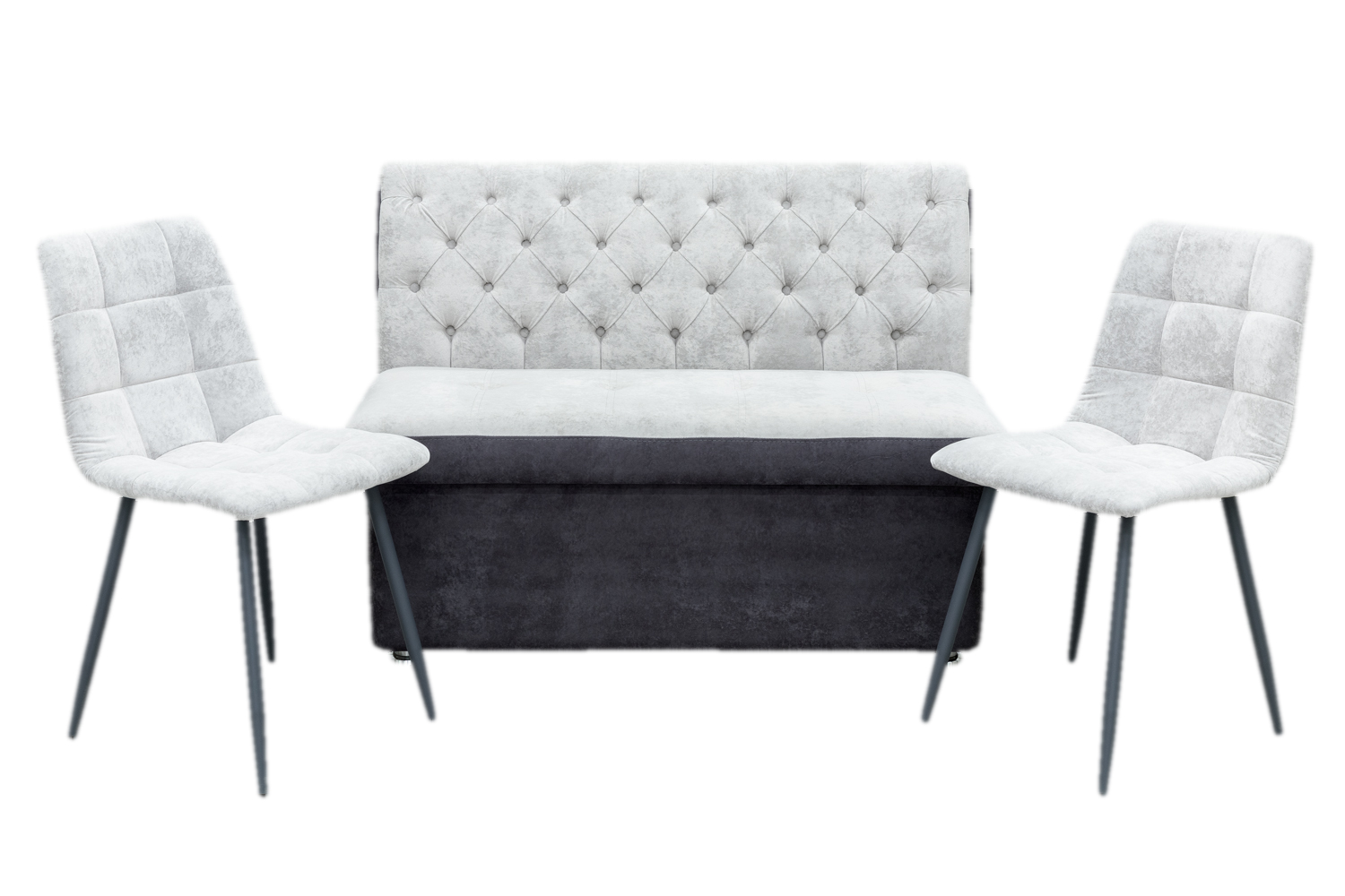 Кухонный диван Монро 120х65 см со стульями (2 шт), обивка моющаяся, антикоготь, серый