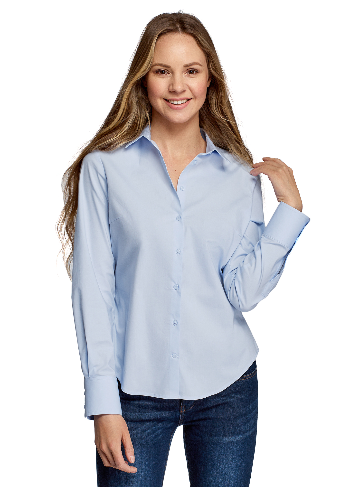 Рубашка женская oodji 13K03001-1B синяя 36 EU
