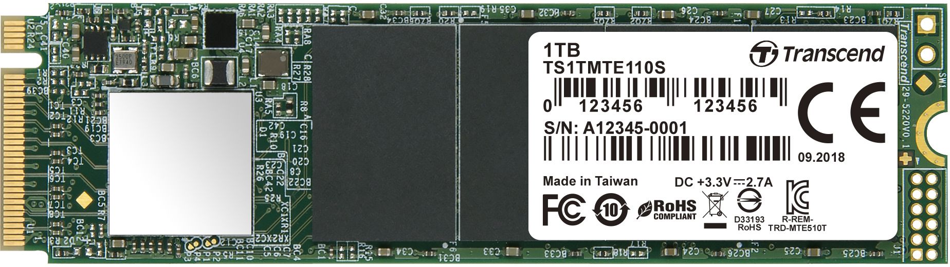 SSD накопитель Transcend MTE110S M.2 2280 1 ТБ (TS1TMTE110S)