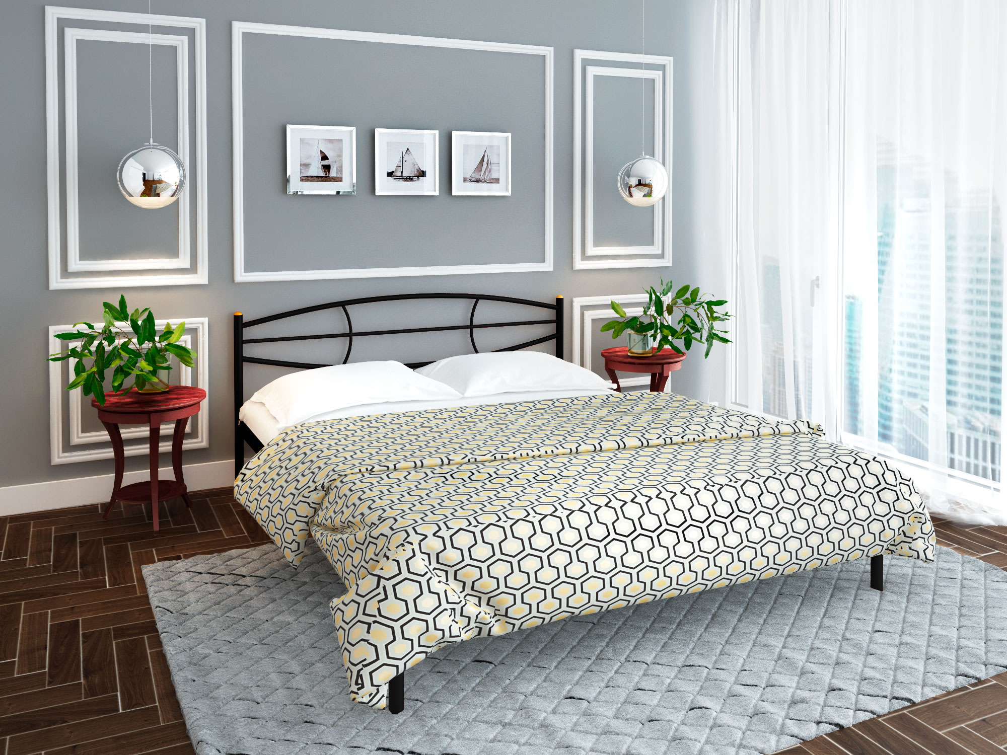Металлическая двуспальная кровать Alitte Catherine 180х200 см черный