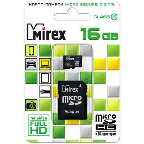 Карта памяти MIREX Micro SDHC 16GB