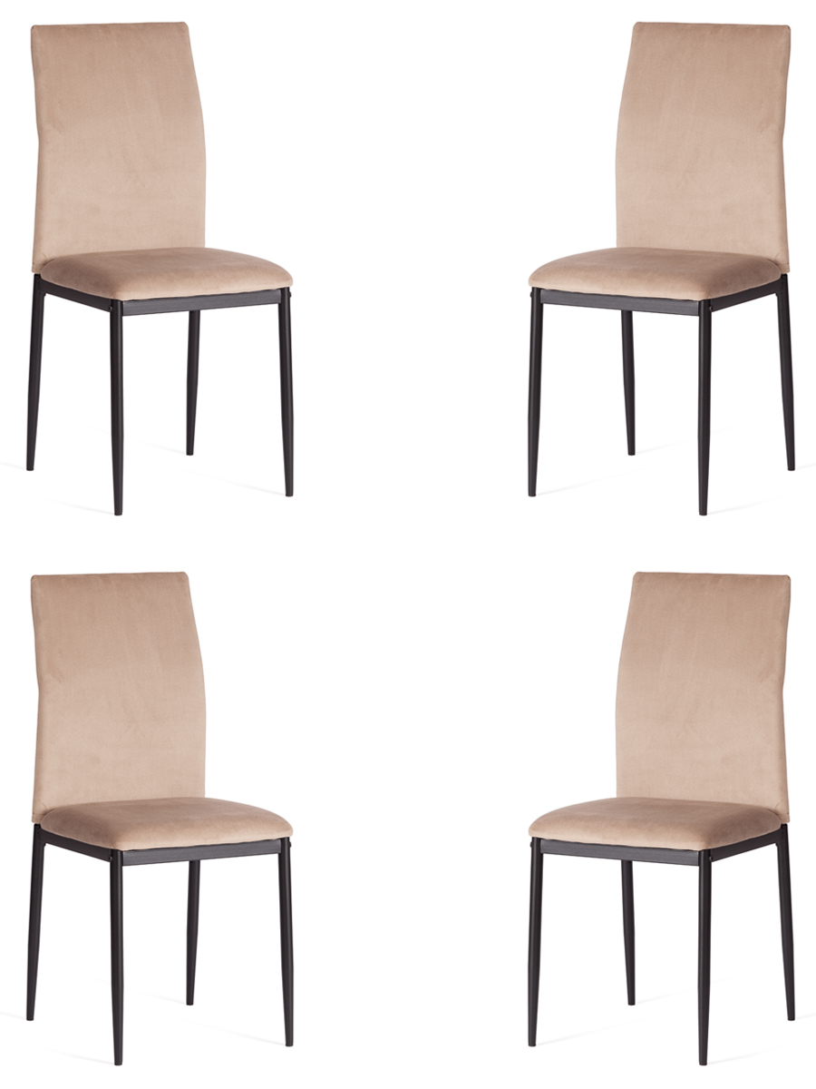 Комплект стульев для кухни TetChair CAPRI, металл, вельвет, бежевый/черный