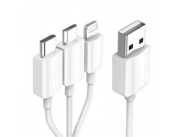 Аксессуар KS-is KS-478W-0.2 3-in-1 USB - Type-C / MicroUSB / Lightning 20cm White