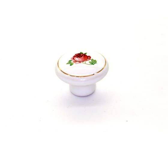 Ручка-кнопка BRANTE RK.1427.WT F29 белая керамика/роза, 20 шт