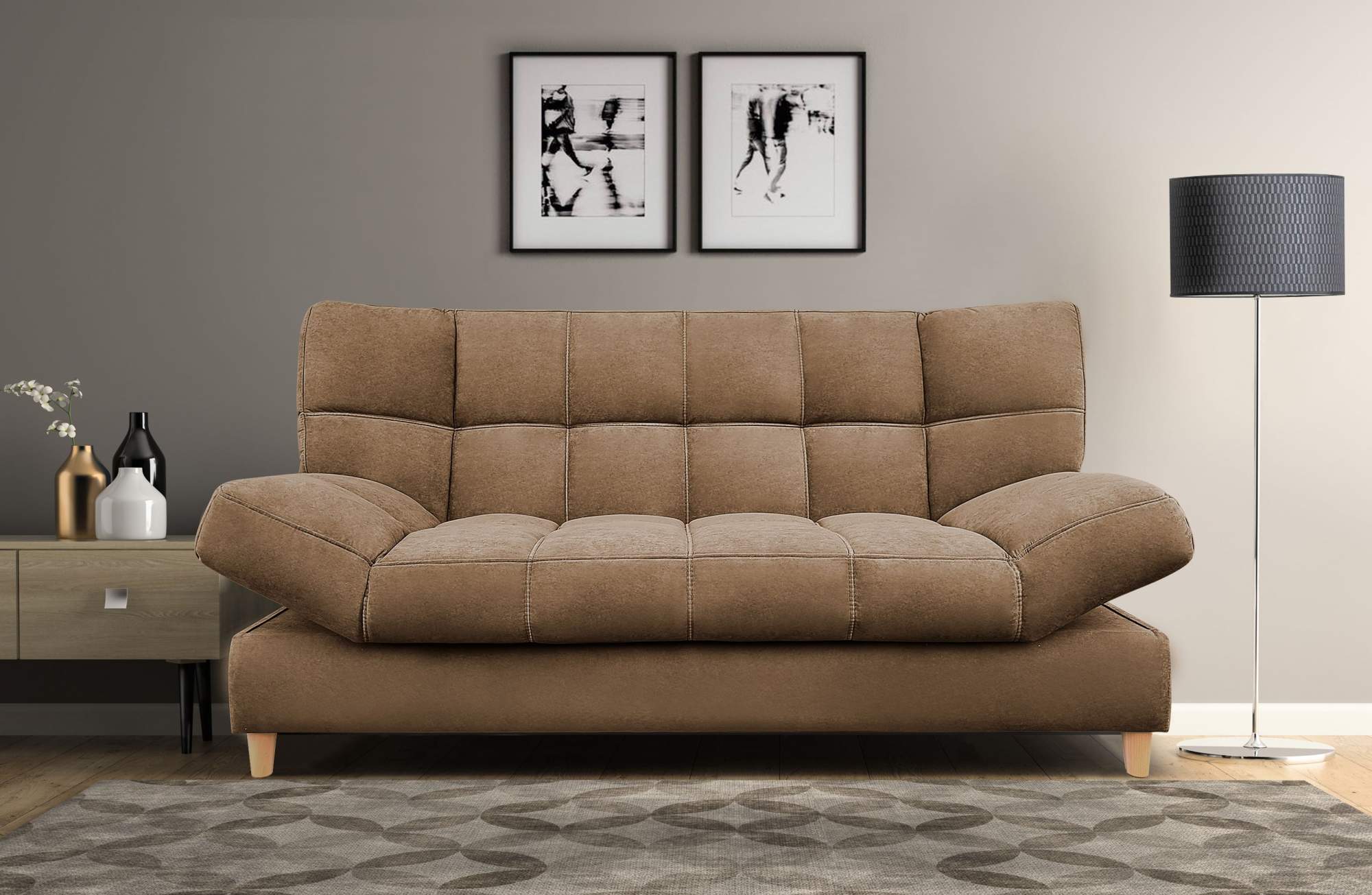 Прямой диван-кровать фабрика мебели Олимп Саймон с ящиком 210х90х105 см Шоколадный