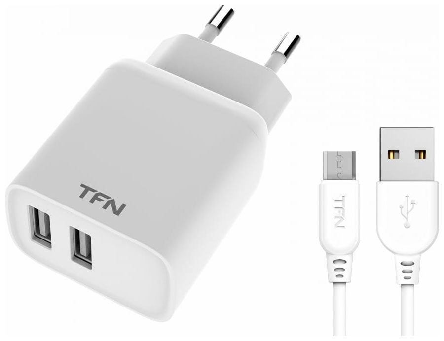 Сетевое ЗУ TFN 2 RAPID 2.4A microUSB white