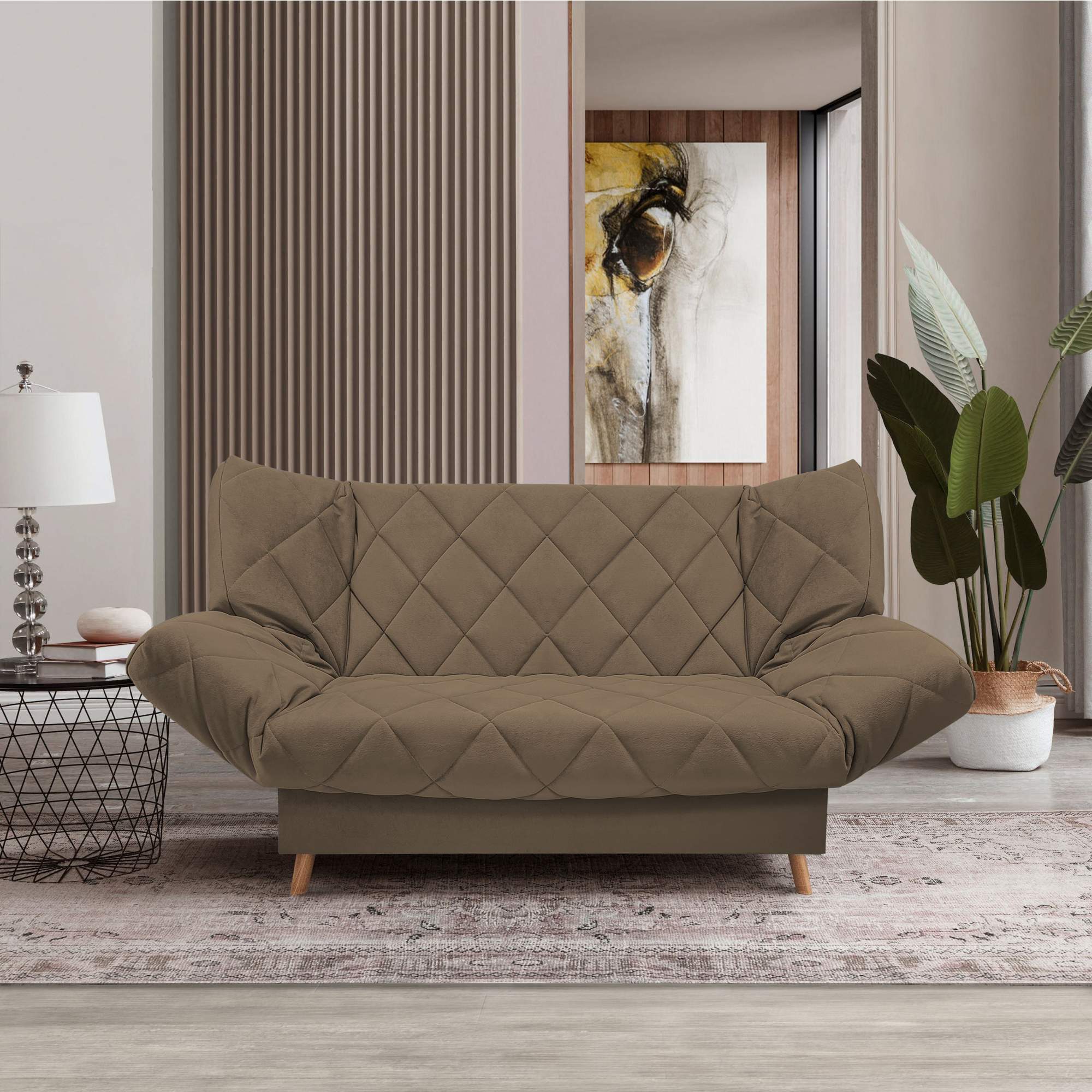 Прямой диван-кровать фабрика мебели Олимп Гермес с ящиком 205х90х105 см Шоколадный