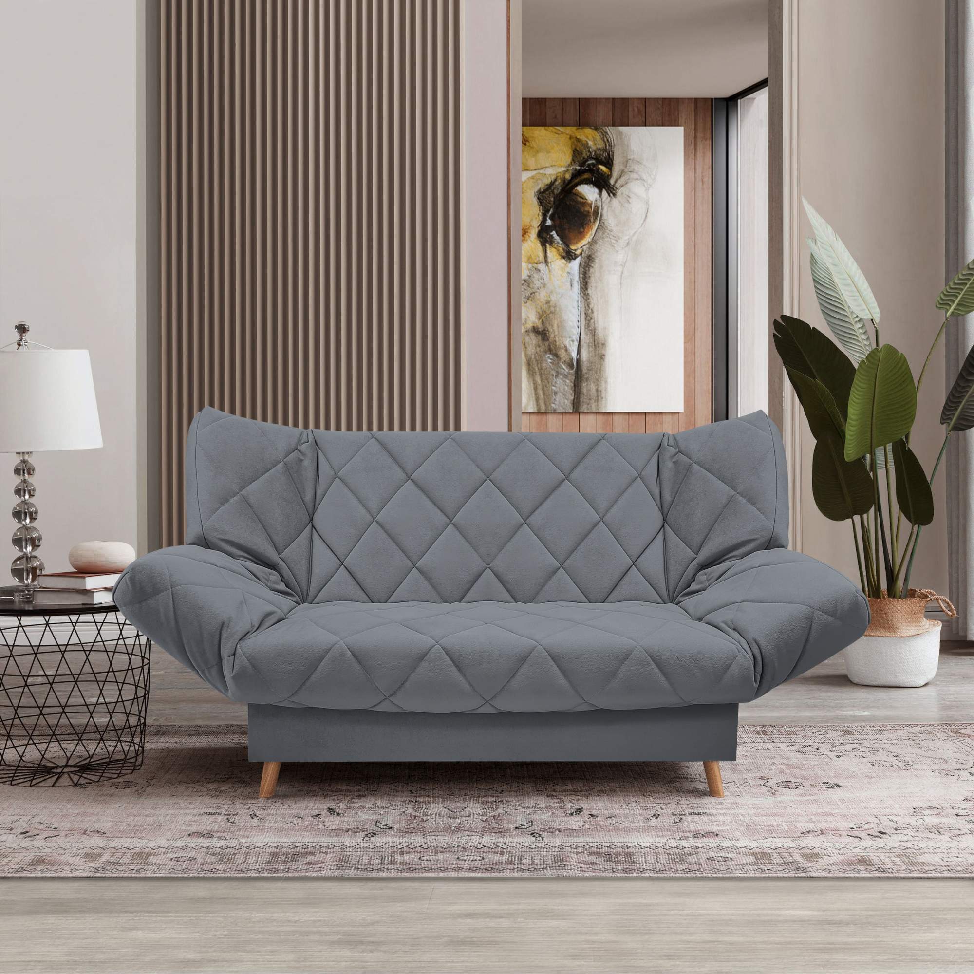 Прямой диван-кровать фабрика мебели Олимп Гермес с ящиком 205х90х105 см Серый