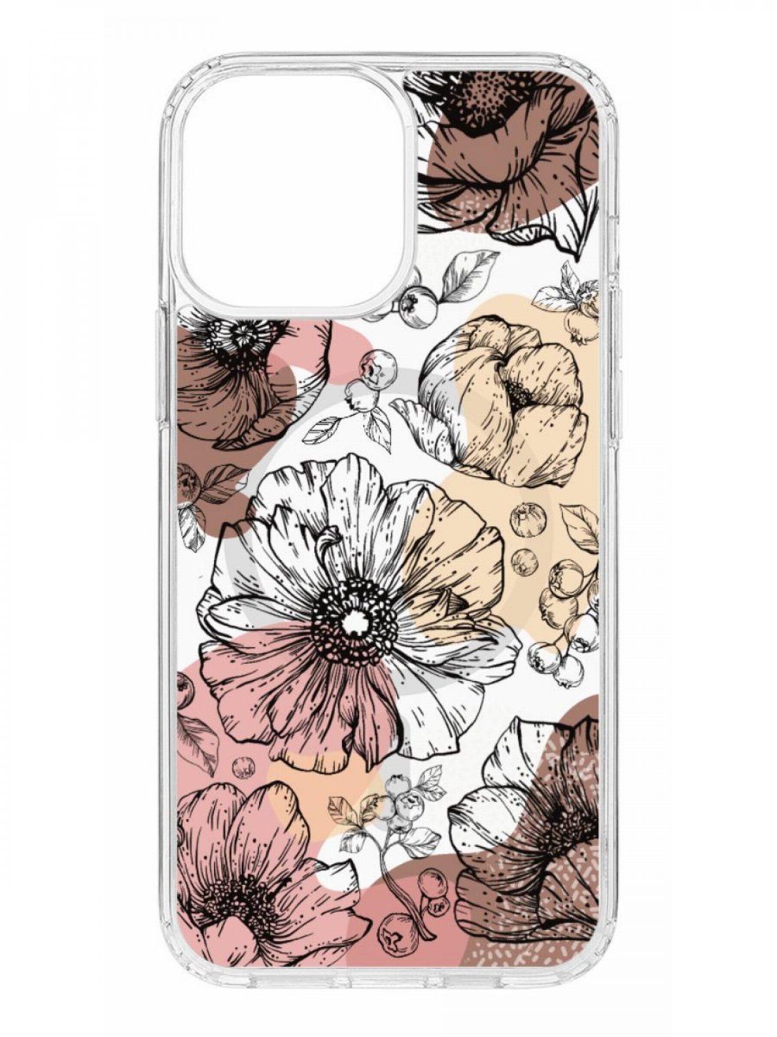 Противоударный чехол для iPhone 13 Pro Max Kruche Print MagSafe Ягоды и Цветы с рисунком