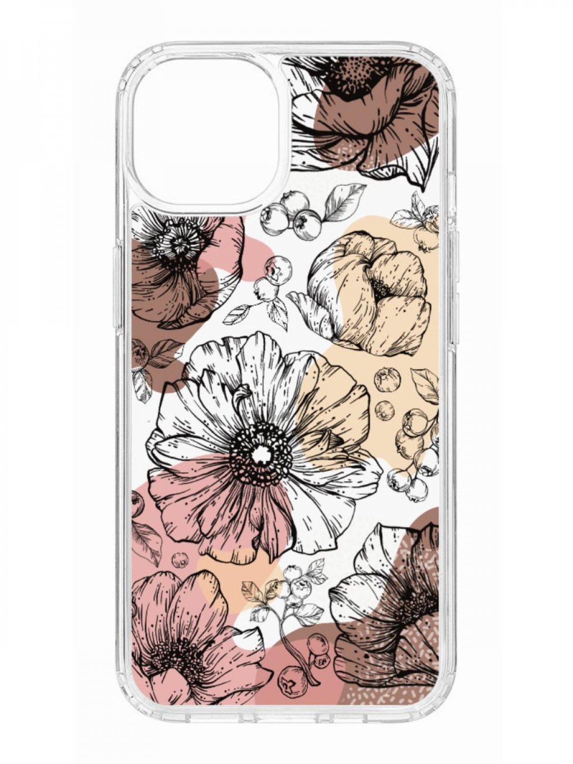 Противоударный чехол для iPhone 13 Kruche Print Ягоды и Цветы прозрачный с рисунком