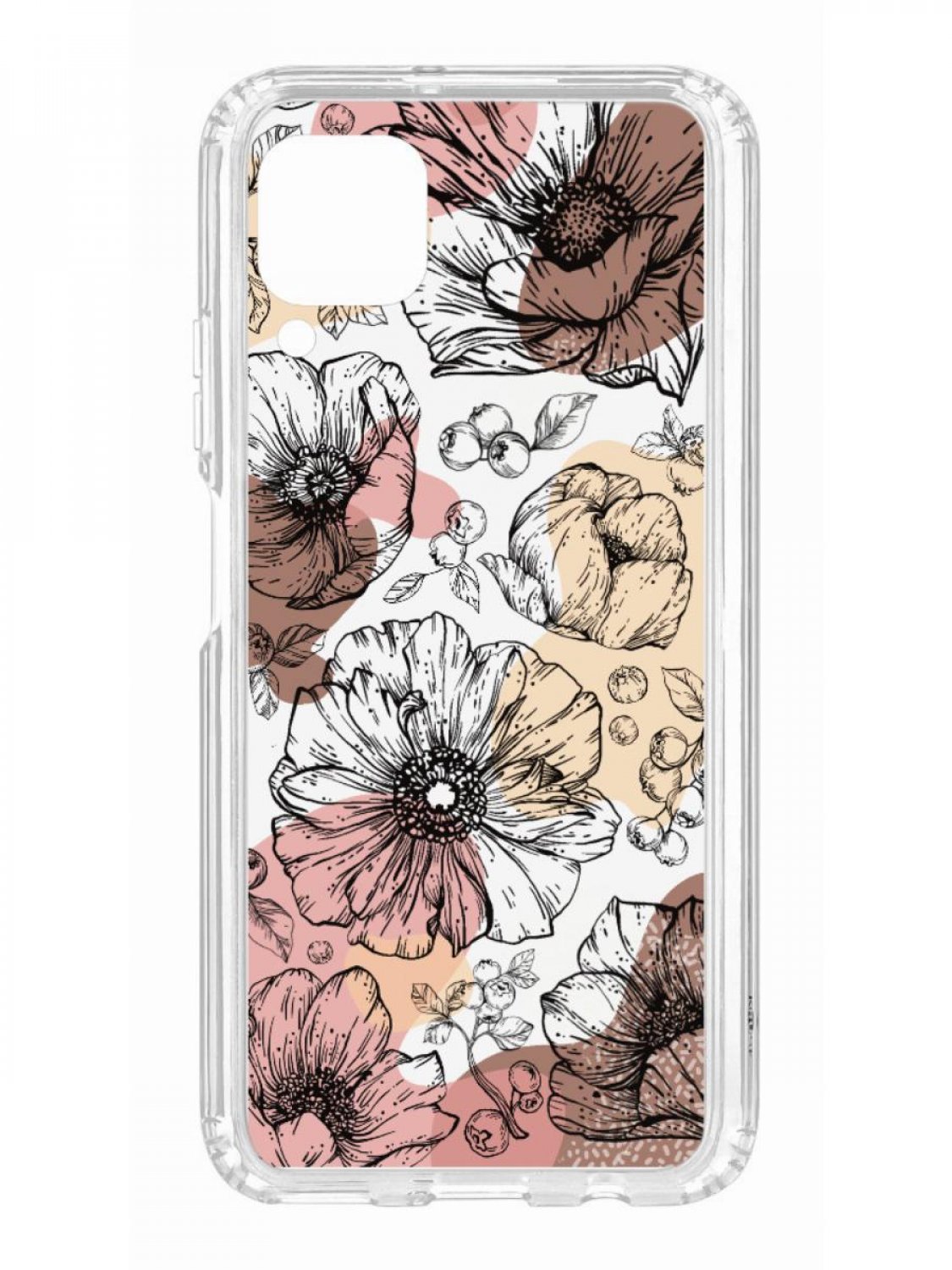 Противоударный чехол для Huawei P40 Lite Kruche Print Ягоды и Цветы прозрачный с рисунком