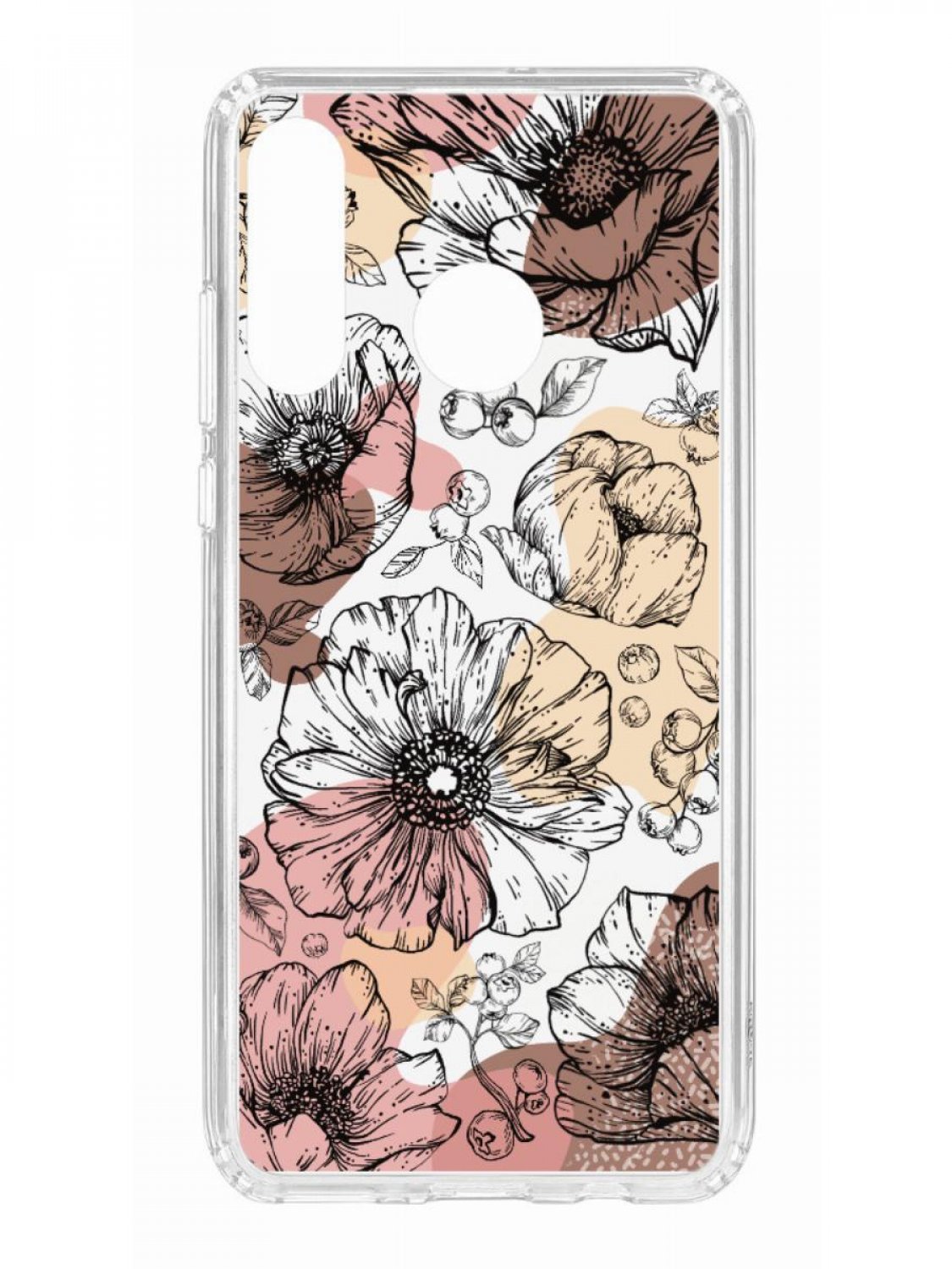 Противоударный чехол для Huawei P30 Lite Kruche Print Ягоды и Цветы прозрачный с рисунком
