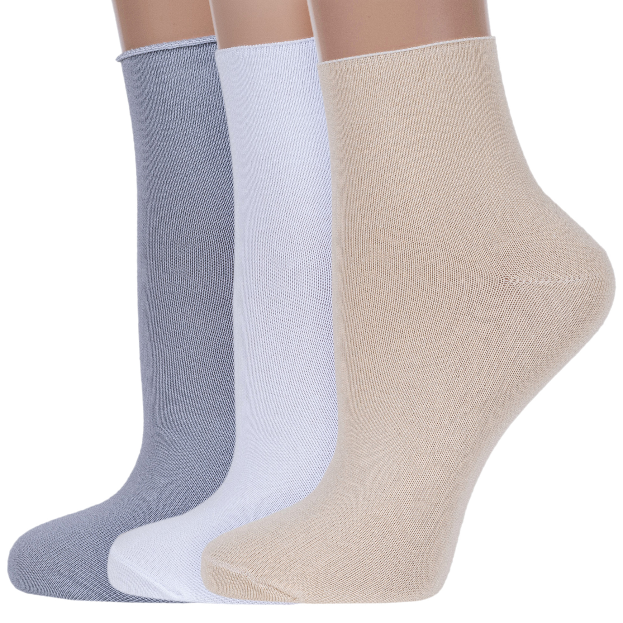 Комплект носков женских ХОХ 3-G-1406 бежевых; белых; серых 23