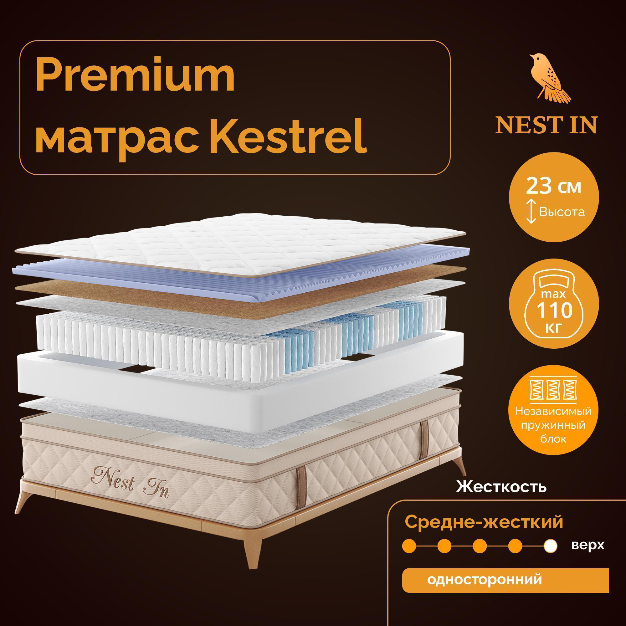 Матрас с независимыми пружинами Nest In Kestrel 80х200