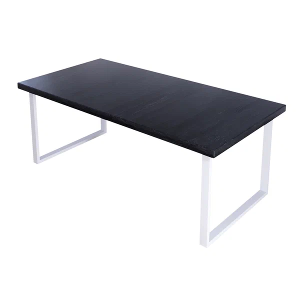 Журнальный стол Solarius Loft металл-дерево 130х60х50, цвет черного оникса, белые ножки