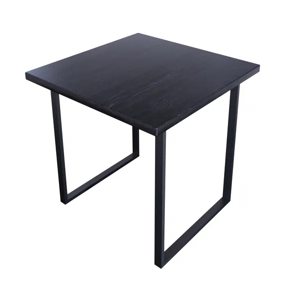 Стол кухонный Solarius Loft металл-дерево 70х70х75, цвет черного оникса с черными ножками